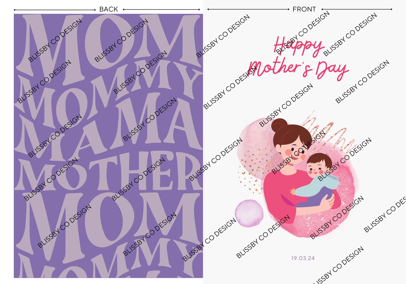 Editable Canva's Sweet Mother's Day Folded Card Template in Pink and ...