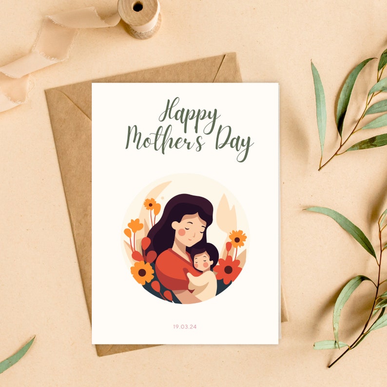 Editable Canva's Loving Mother's Day Folded Card Template. Tender and ...