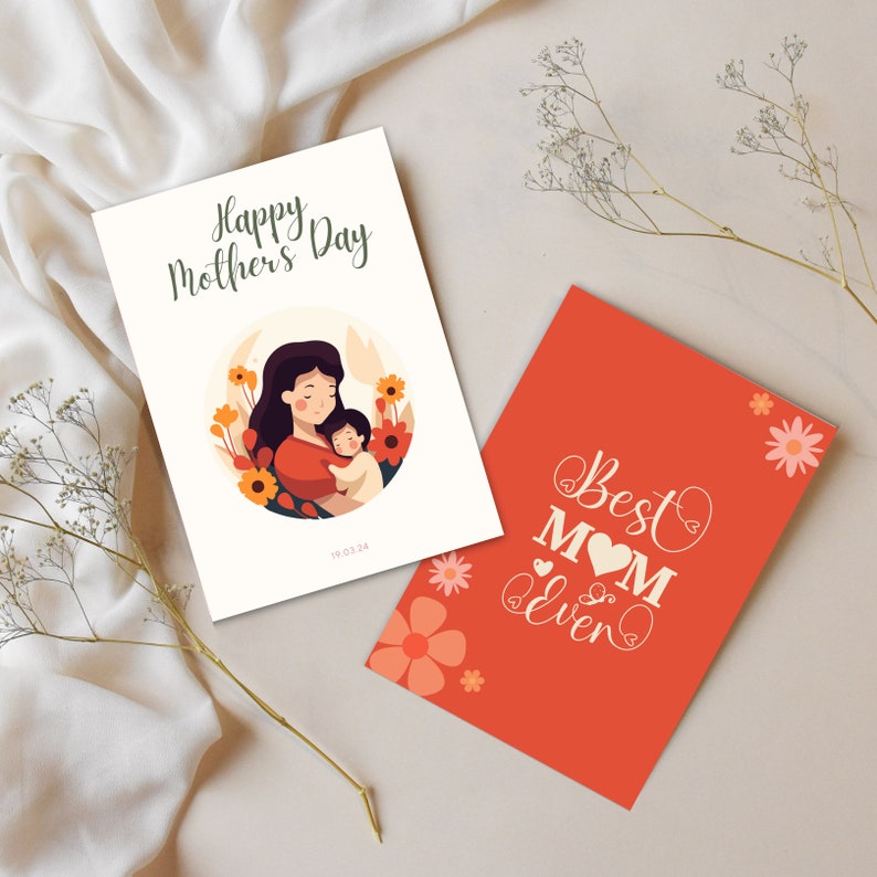 Editable Canva's Loving Mother's Day Folded Card Template. Tender and ...