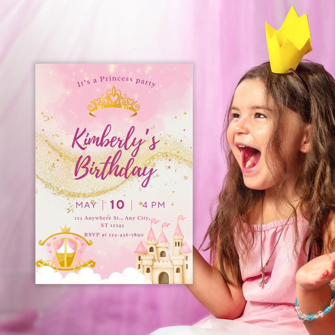 Editable Princess Birthday Invitation, Magical Princess Template ...