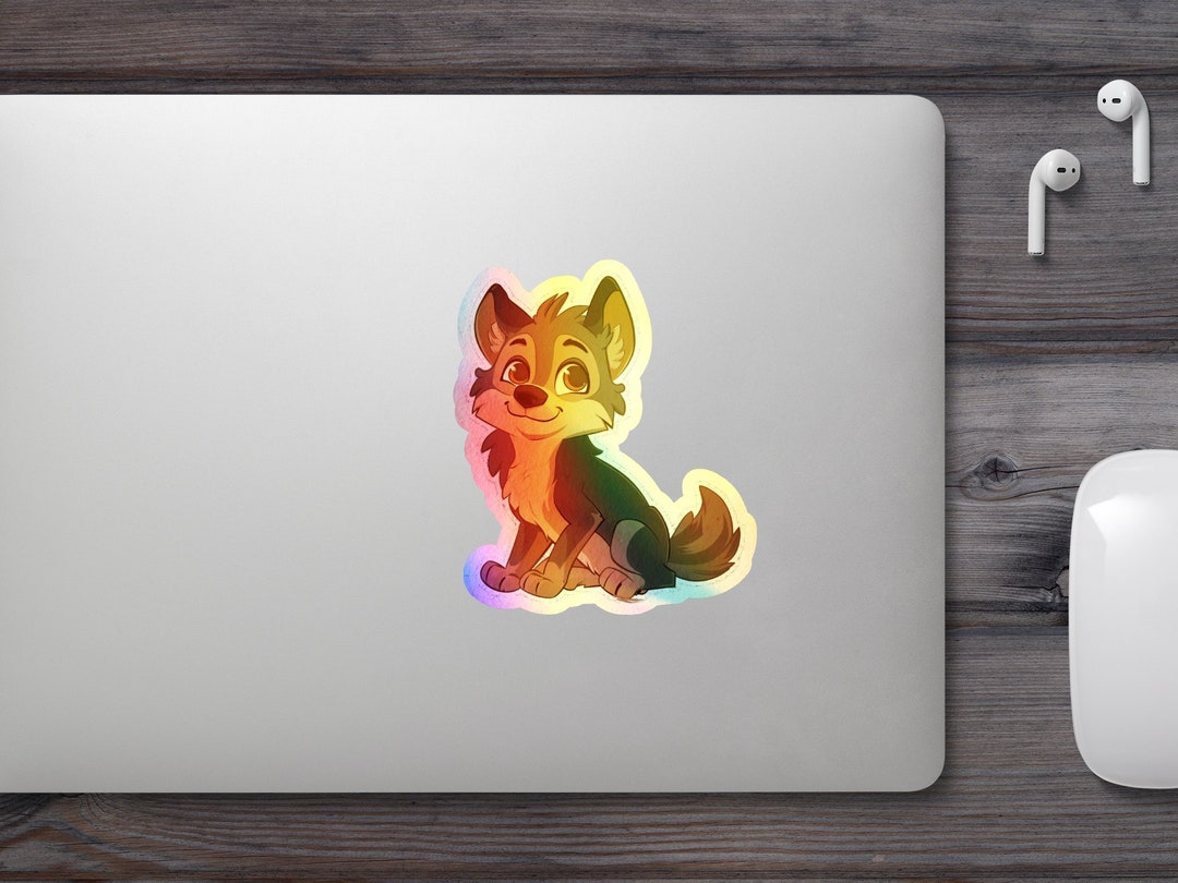 Adorable Cartoon Wolf Sticker, Cute Animal Decal for Laptops and ...