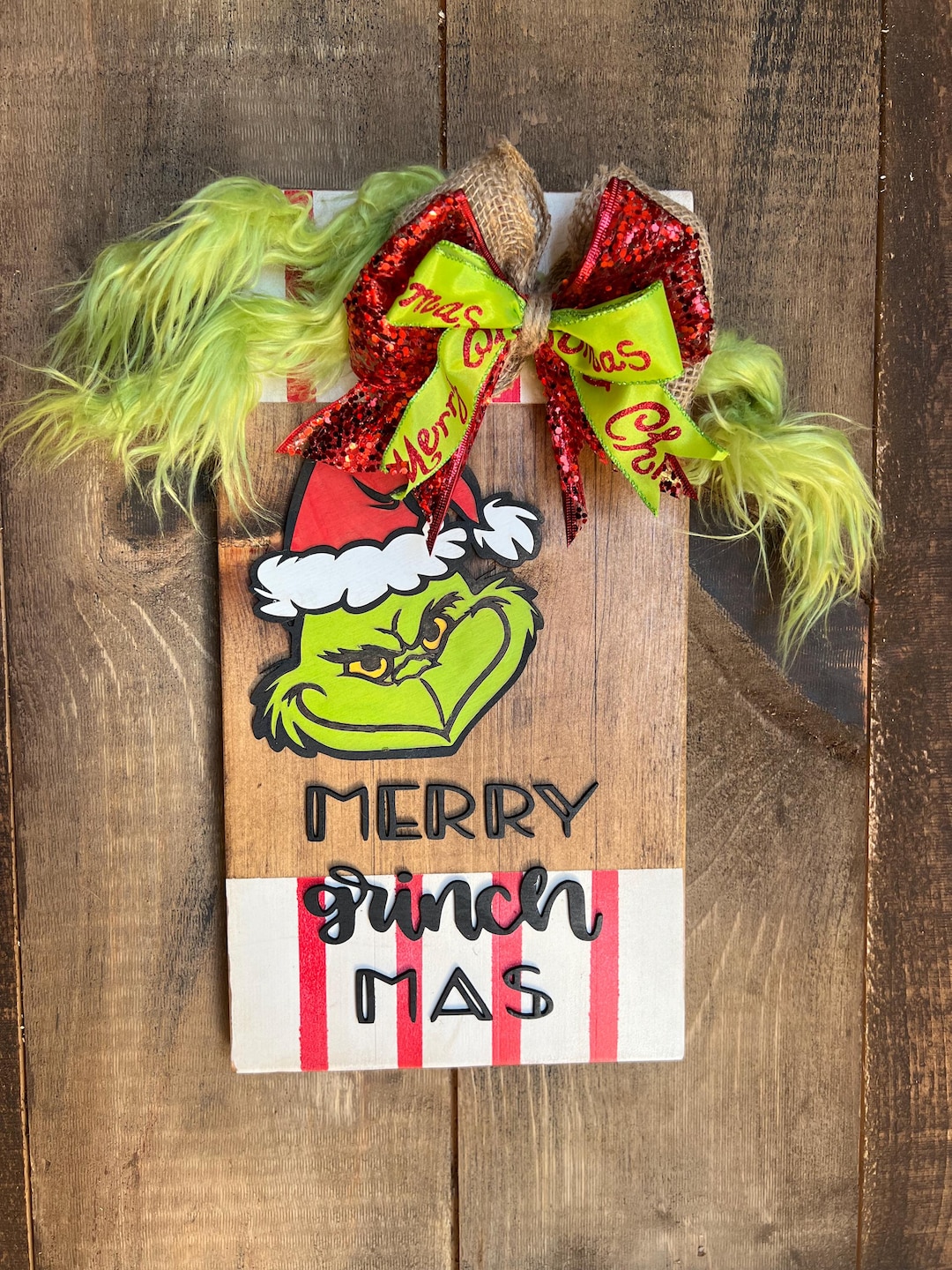 Grinch Front Door Decor-merry Grinchmas-christmas Door Hanger-christmas ...