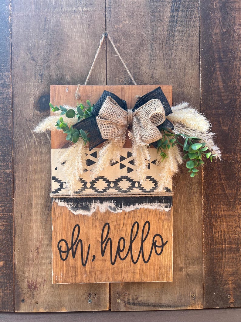Front Door Decor| Aztec Oh Hello Door Hanger |front Door Wreath |porch ...