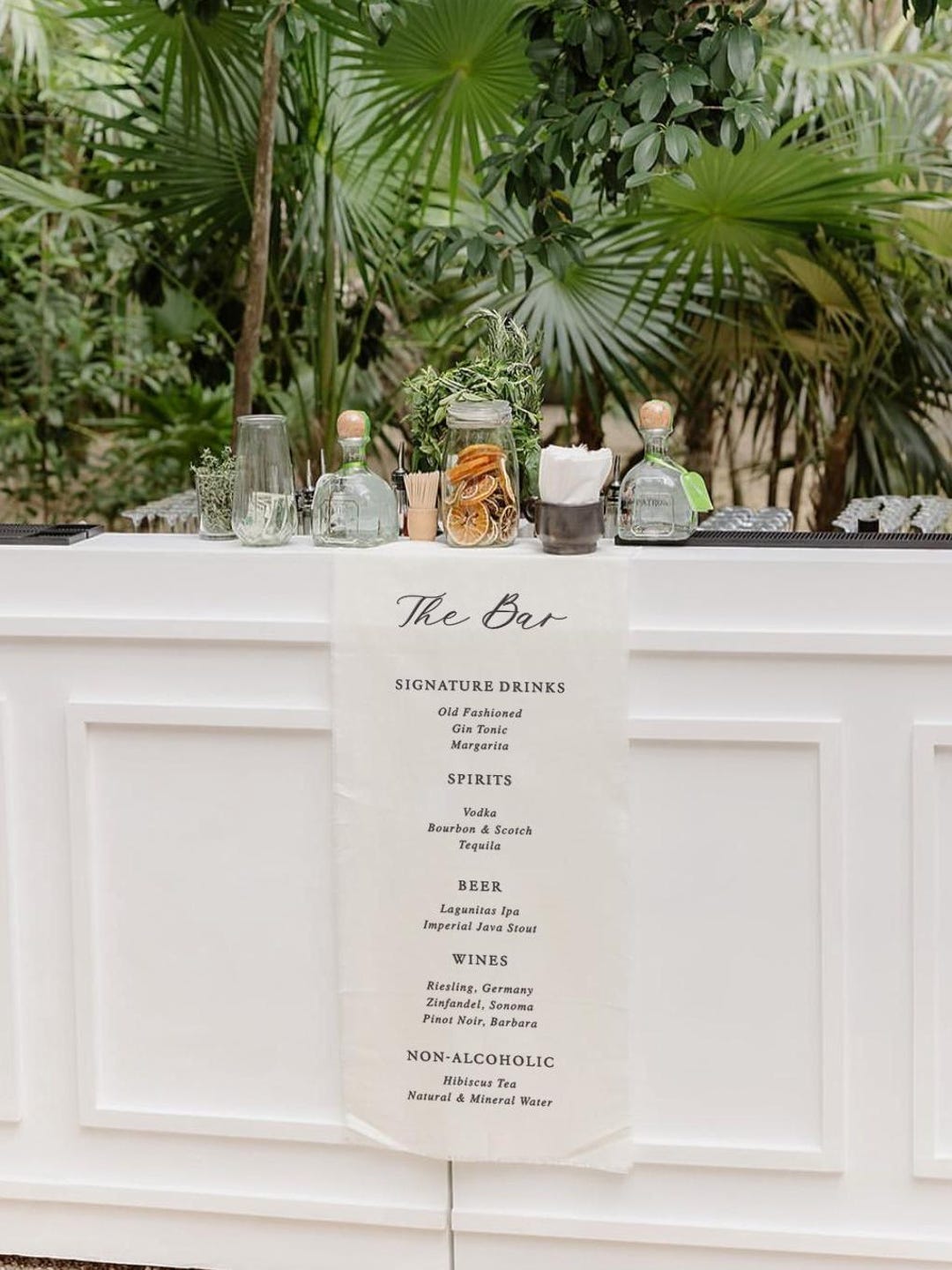 Custom Bar Menu Linen Sign – 20x56 Inch Fabric Bar Signage – Wedding ...