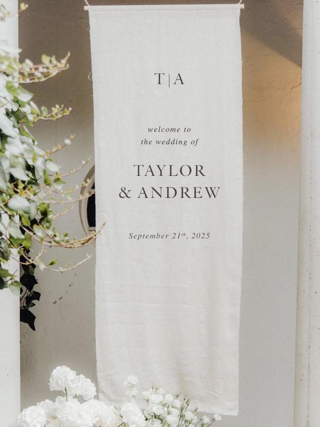 Wedding Linen Fabric Signage - 28x70 Inch | Welcome Sign, Fabric Banner ...