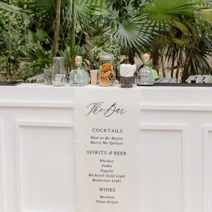 Custom Linen Bar Menu Sign, Wedding and Event Reception Decor Size ...