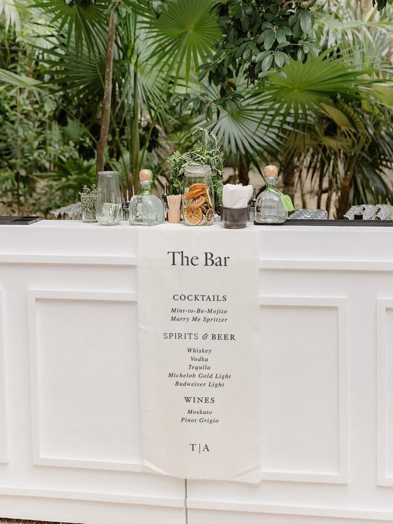 Bar Menu Linen Signage Size 20x50 Inch Without Holder Bar Sign, Wedding ...