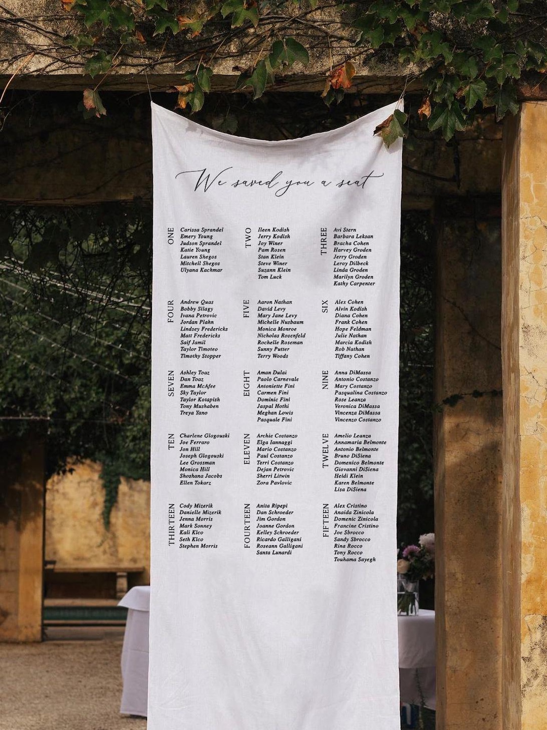 Wedding Premium Linen Seating Chart - 36x80 Inch | Seating Chart Sign ...