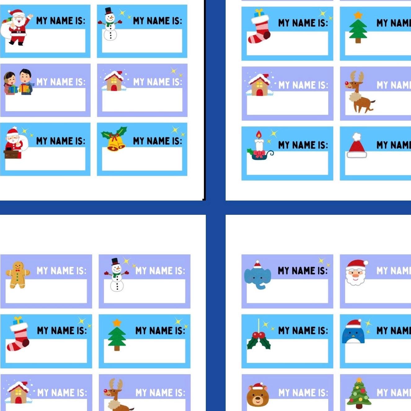 Printable Christmas Name Tags: Kids Party Decor (PDF & JPEG) - Etsy