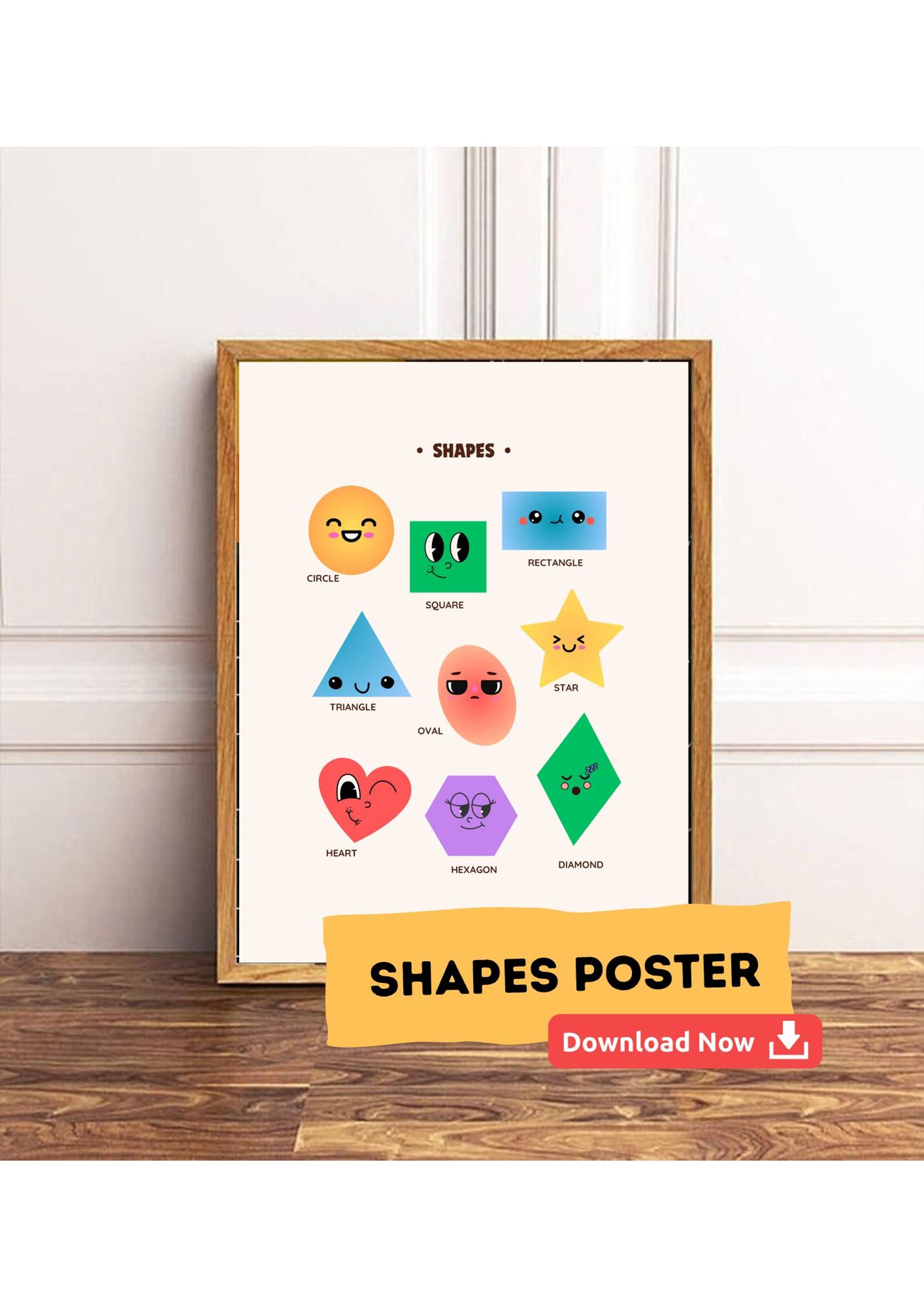 Downloadable Educational Poster SHAPES Poster Kids Print Toddler ...