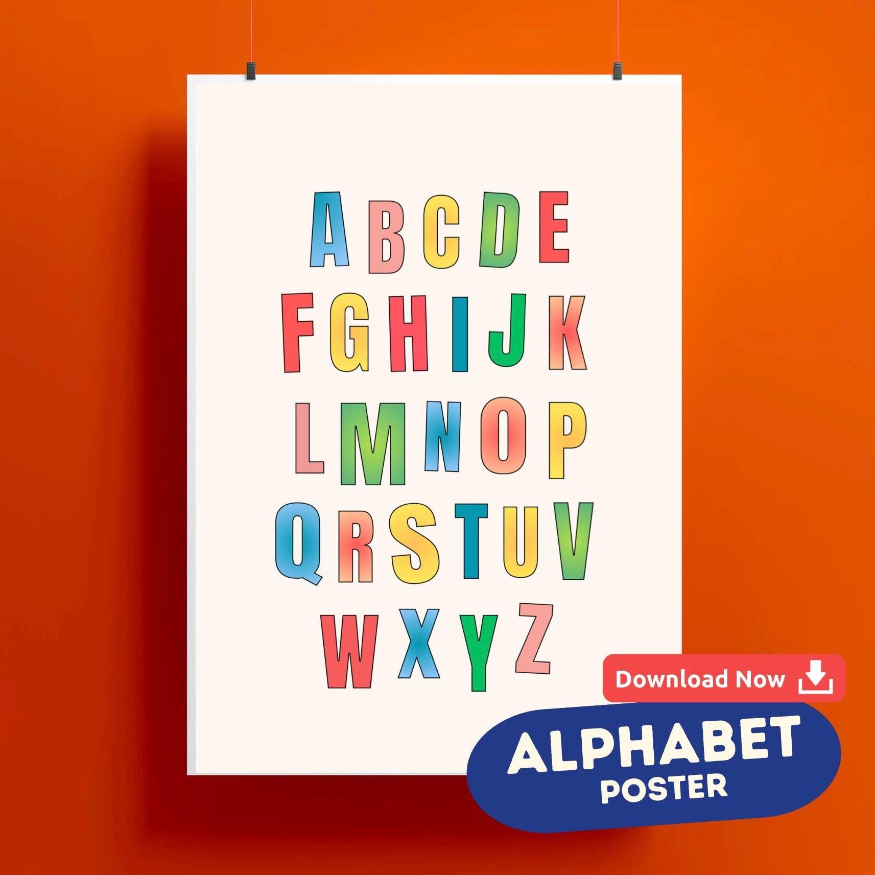 Alphabet Poster Educational Poster Toddler Playroom Decor Printable Abc ...
