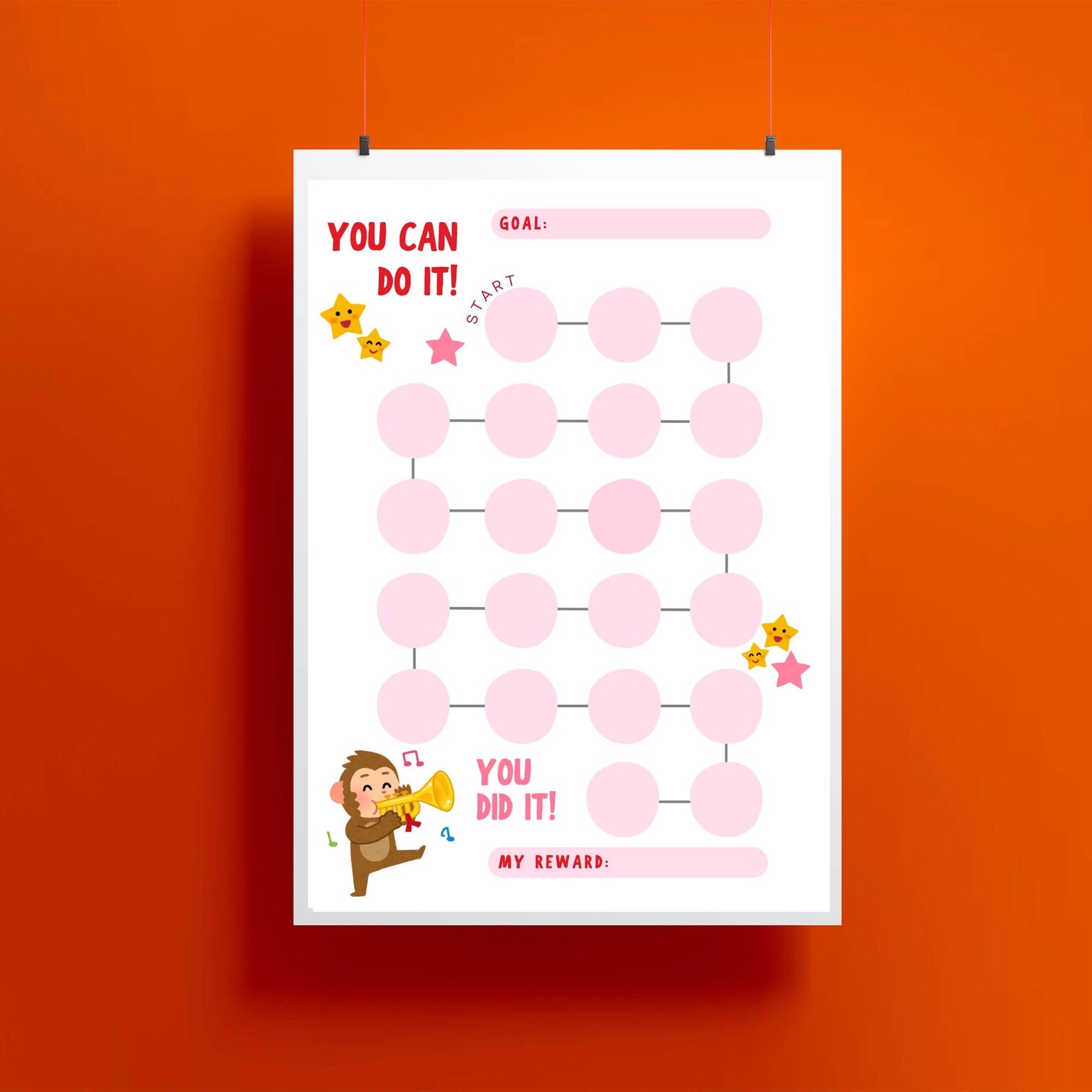 Printable Reward Chart Toddler Music Practice Tracker 21 Day Reward ...