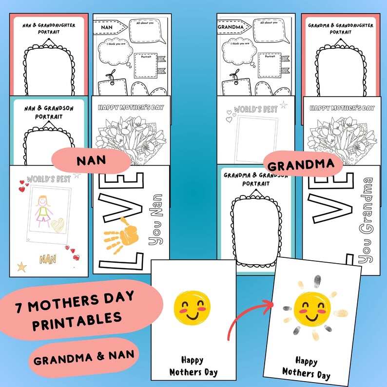 Grandma Mothers Day Activity Sheets Printable Mothers Day Craft Grandma ...