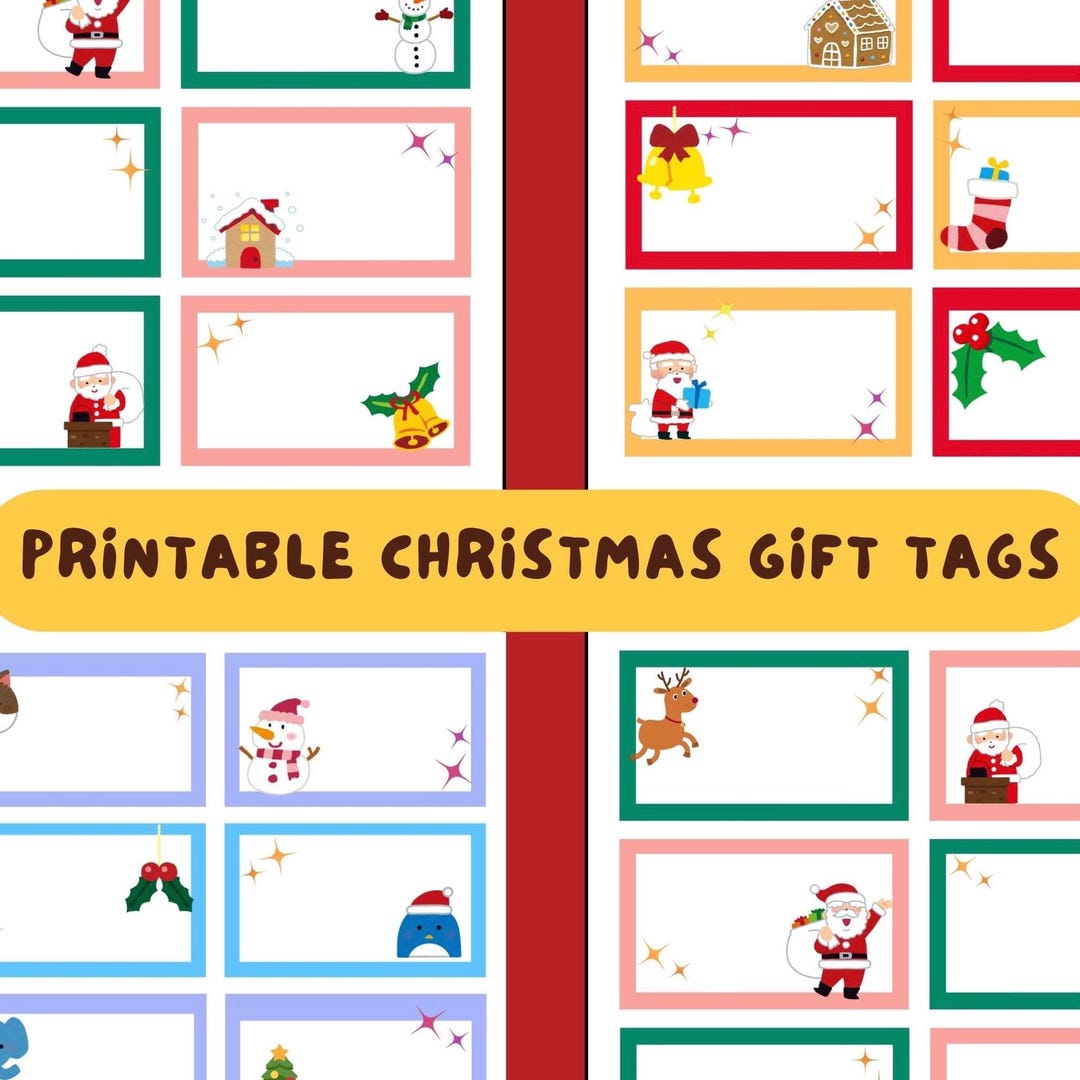 Printable Christmas Gift Tags Xmas Name Tags Present Name Tags ...