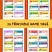 Editable Canva Name Tags Printable Name Tags Kids Party Name Tags ...