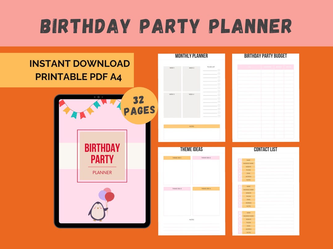 Printable Birthday Party Planner: Event Checklist (PDF Download) - Etsy