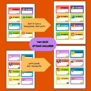 Editable Canva Name Tags Printable Name Tags Kids Party Name Tags ...