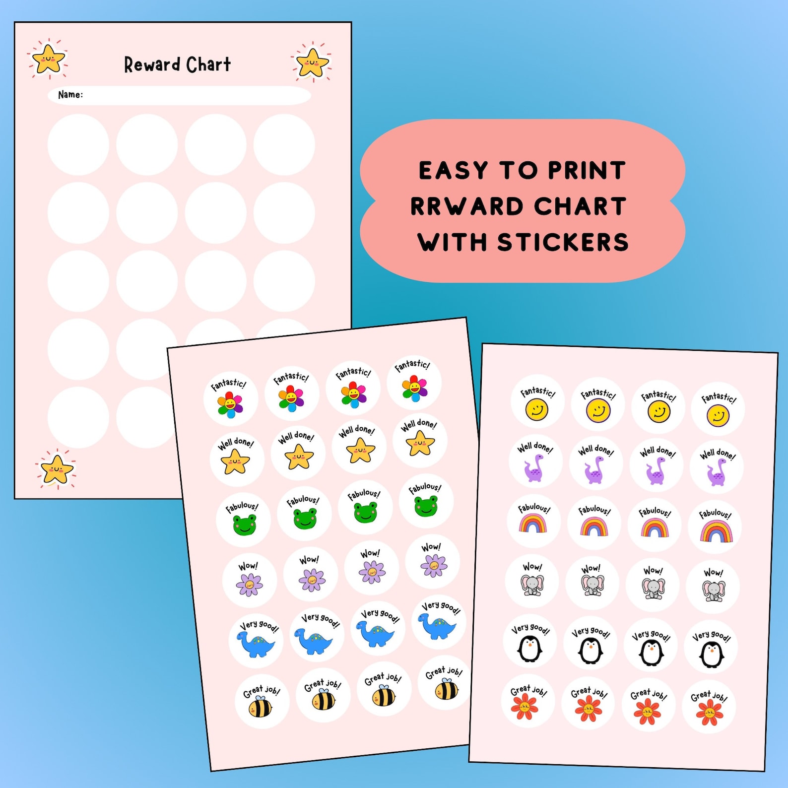 Printable Reward Chart Girls Potty Training Chart Print at Home Star ...