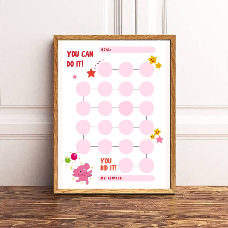 Printable Reward Chart Toddler Reward Chart Kids Potty Chart Pink ...