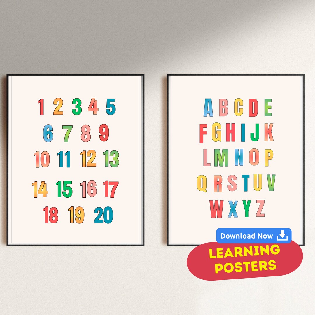 Alphabet Numbers Learning Poster Bundle Classroom Kindy Teacher ...