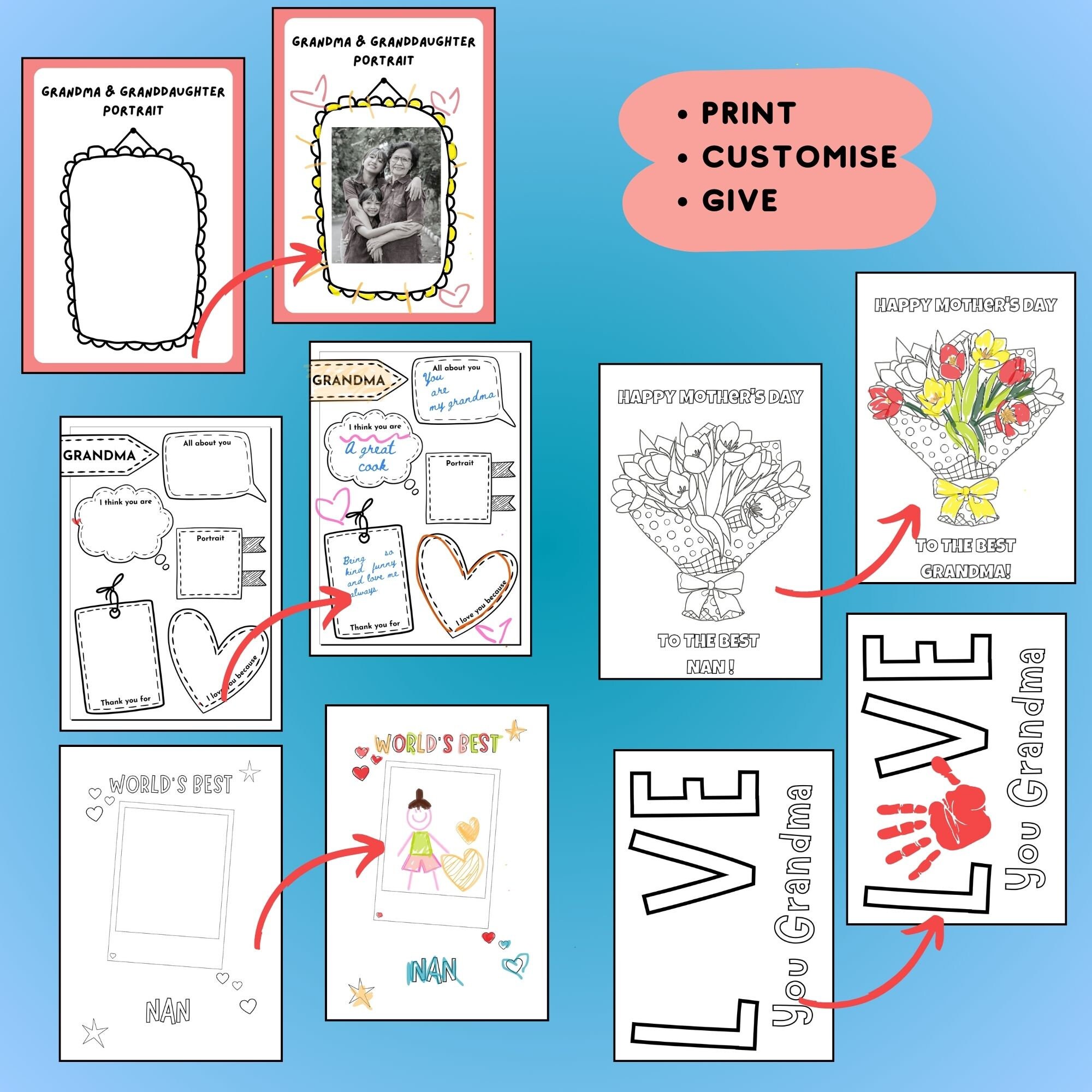 Printable Mothers Day Activity Personalised Mothers Day Gift Grandma ...