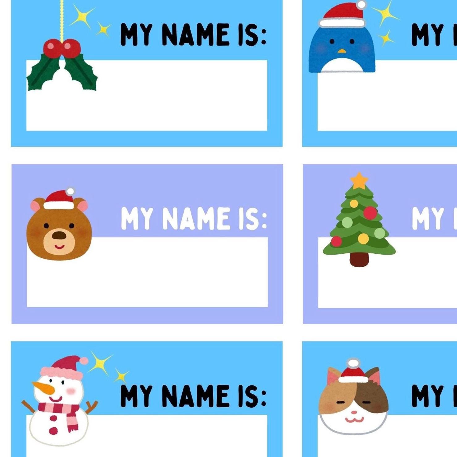 Printable Christmas Name Tags: Kids Party Decor (PDF & JPEG) - Etsy