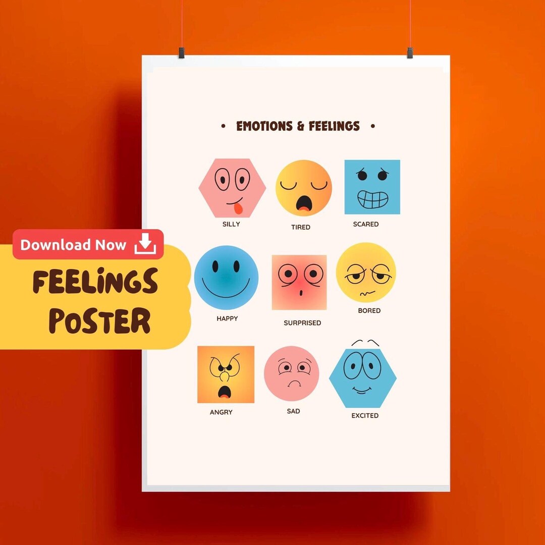 Printable Poster Kids Feelings Chart Learning Poster Homeschool ...