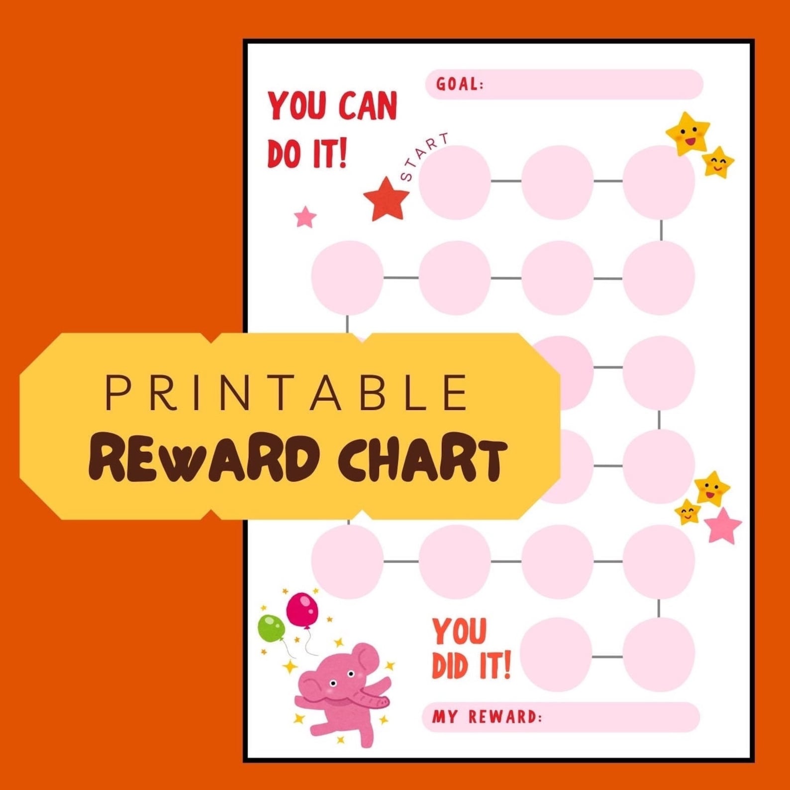 Printable Reward Chart Toddler Reward Chart Kids Potty Chart Pink ...