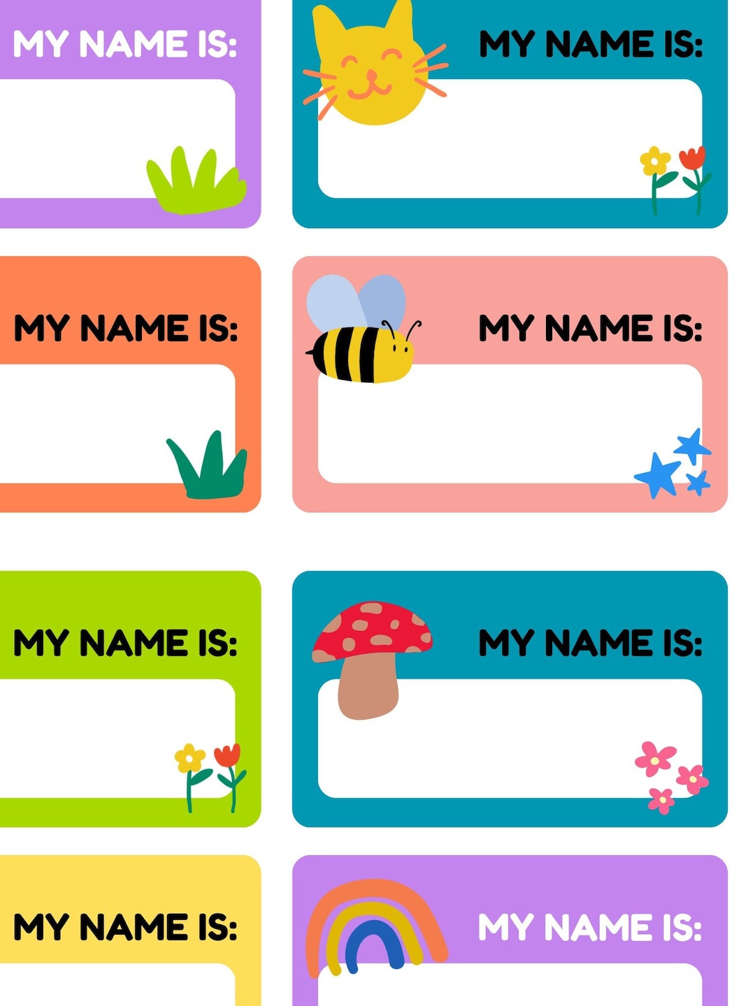 Editable Canva Name Tags Printable Name Tags Kids Party Name Tags ...