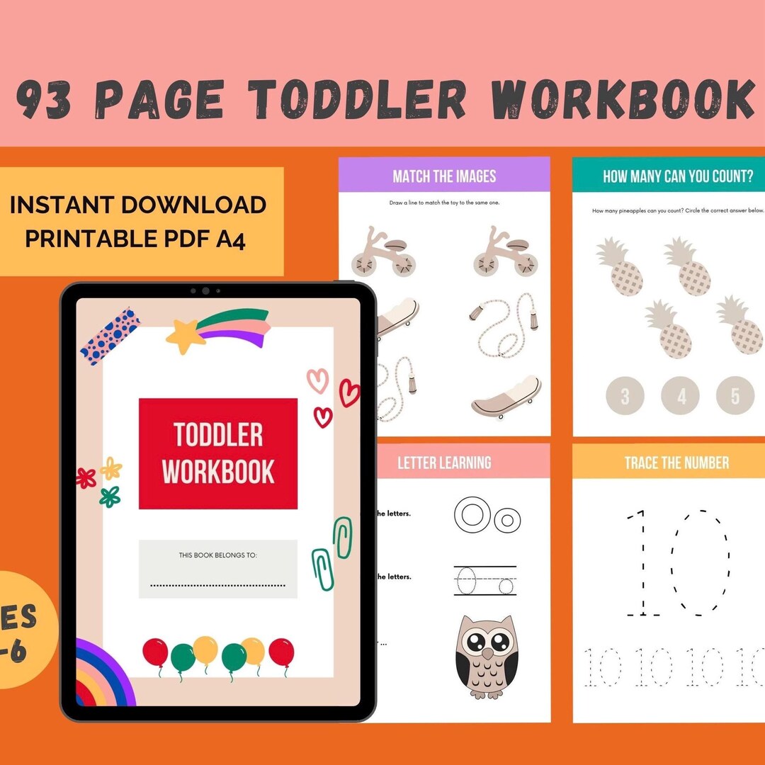 Preschool Worksheet Bundle: Toddler Tracing Activity Book (PDF) - Etsy