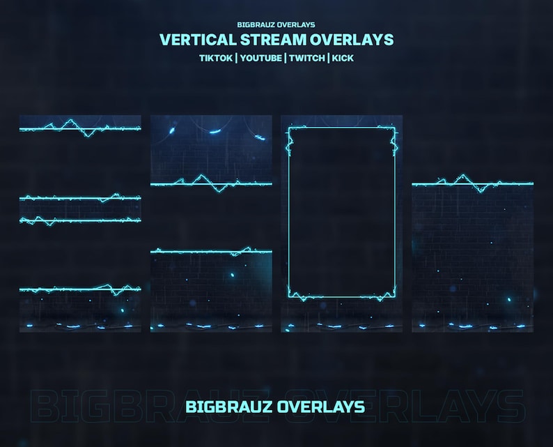 Animated Vertical Tiktok Stream Overlays - BLUE NEON - Etsy