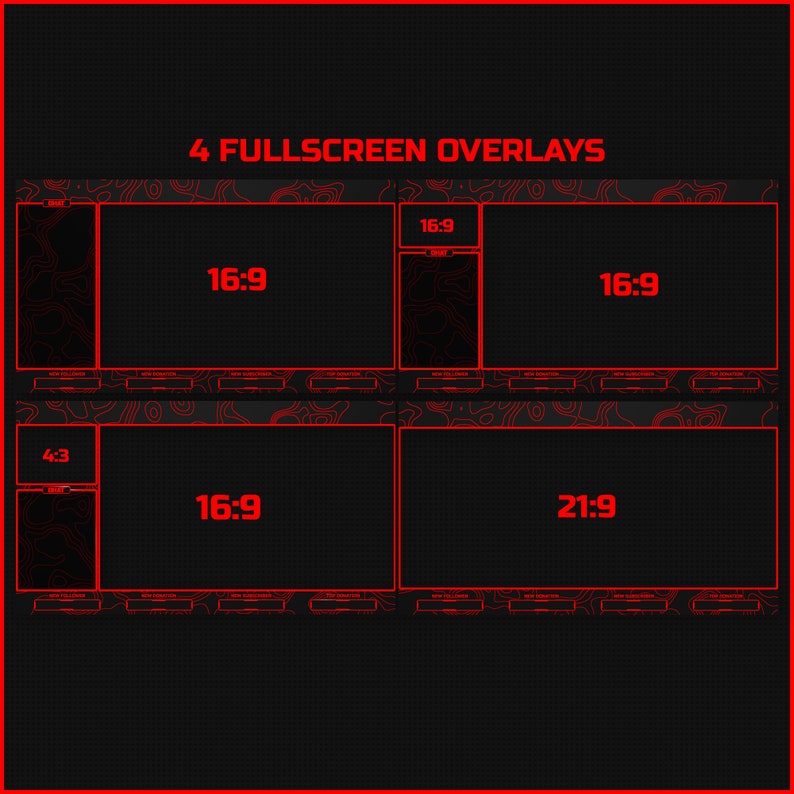 Animated RED Stream Overlays Package for Twitch, Youtube, OBS ...