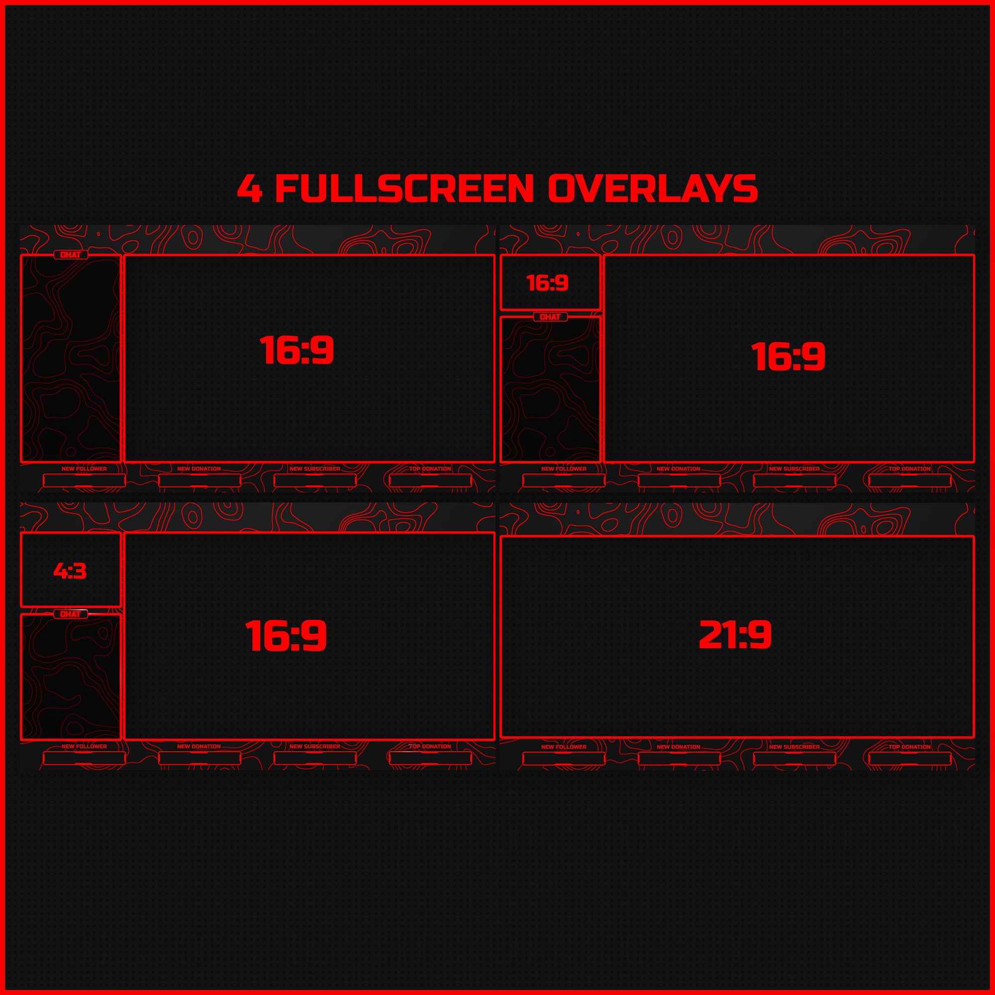 Animated RED Stream Overlays Package for Twitch, Youtube, OBS ...