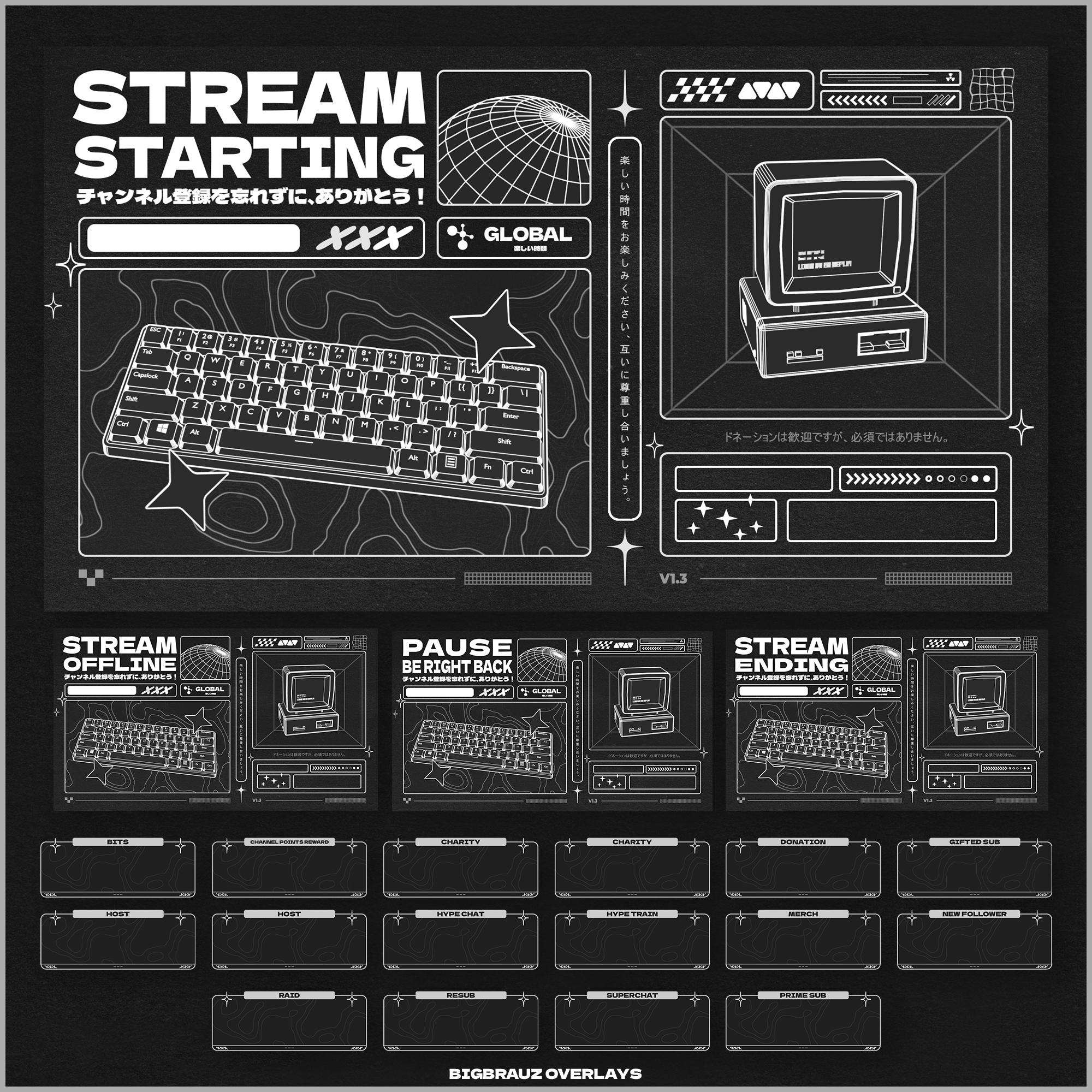 Animated Dark Stream Overlay Package: Y2K Brutalism Style - Etsy