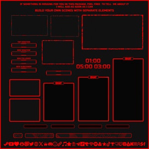 Animated RED Stream Overlays Package for Twitch, Youtube, OBS ...