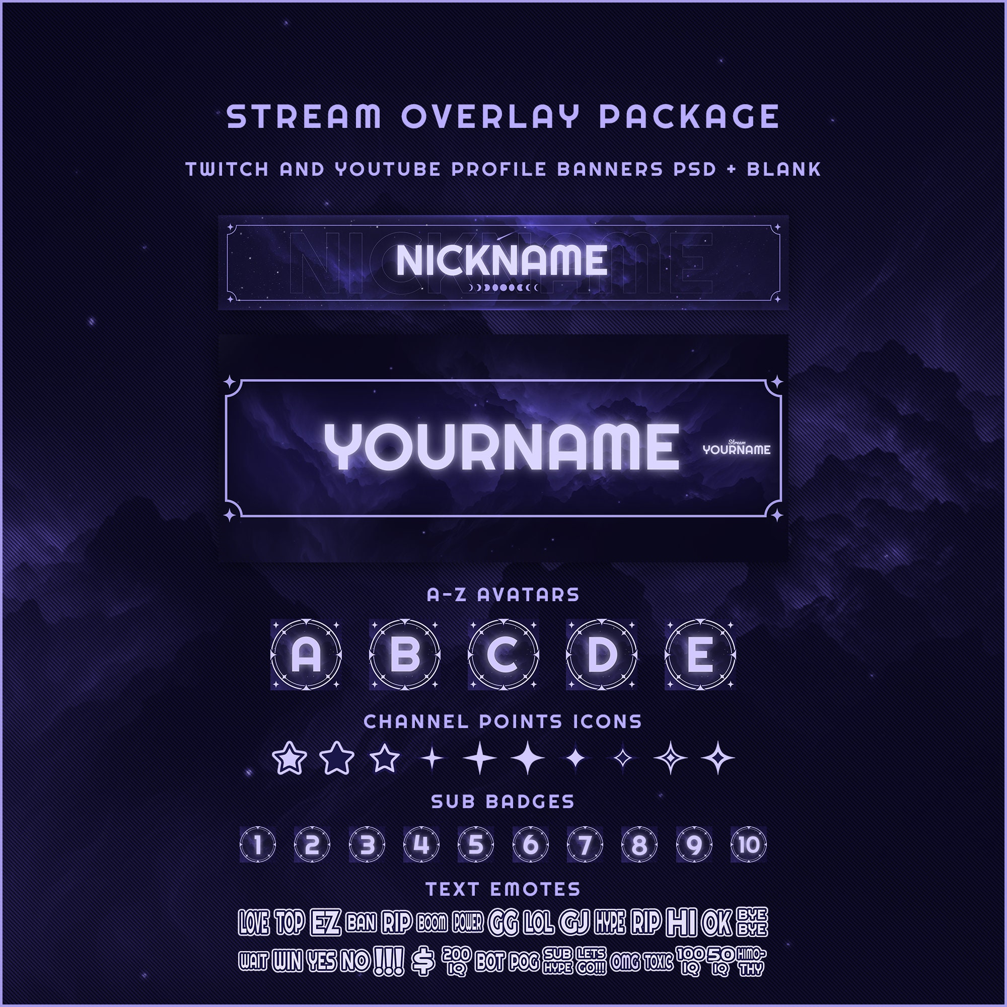 Animated Celestial Stream Overlay Package: Dark Purple Moon Theme - Etsy