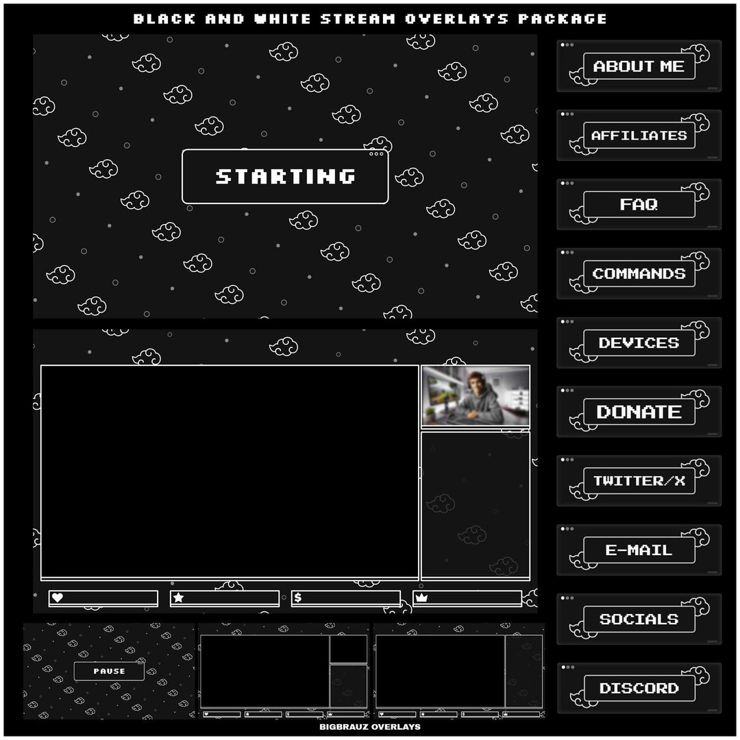 Animated DARK Stream Overlays Package for Twitch, Youtube, OBS ...