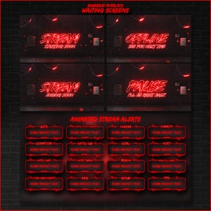 OVERLAYS Stream Animated RED NEON Style Twitch Package - Etsy