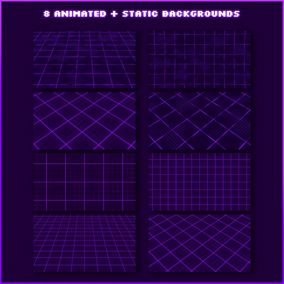 Animated Purple Retro Neon Stream Overlays Package for Twitch, Youtube ...