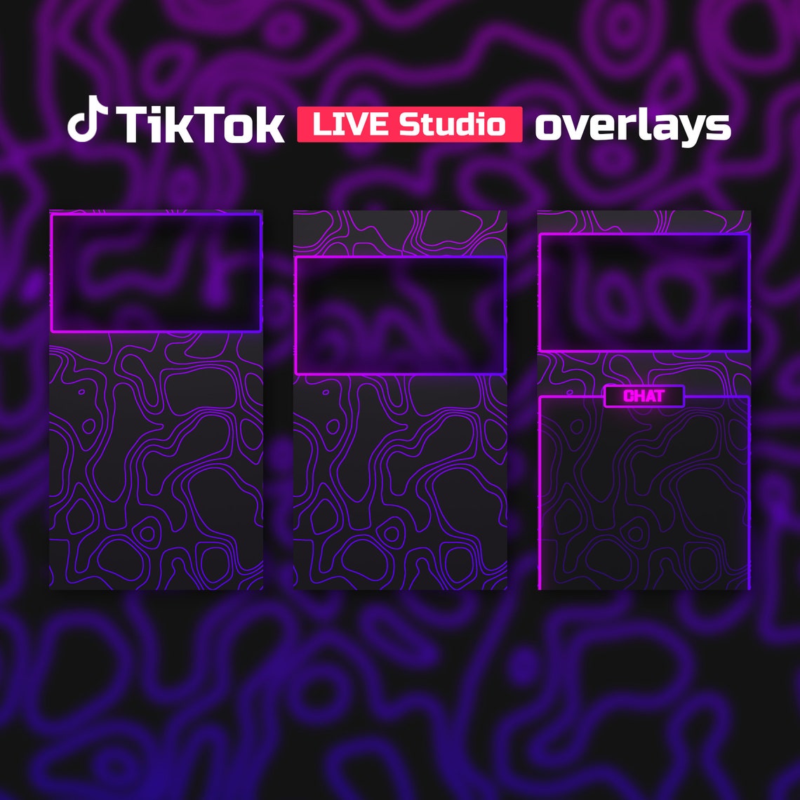 ANIMATED Purple TIKTOK Streaming Overlay Package Tiktok Live Animated ...