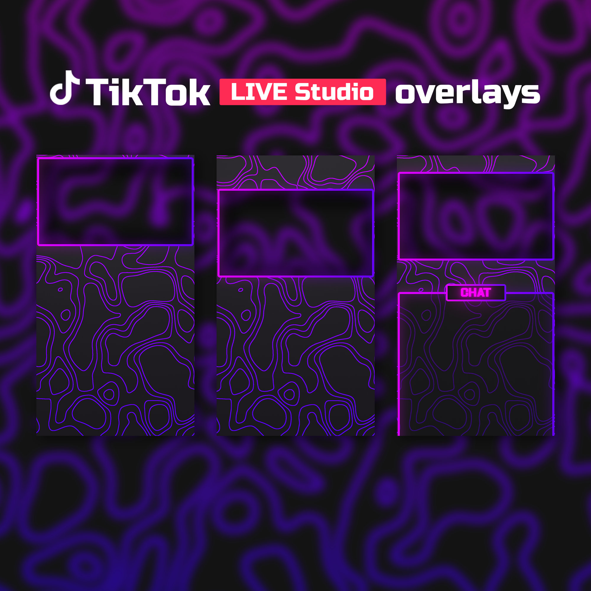 ANIMATED Purple TIKTOK Streaming Overlay Package Tiktok Live Animated Overlays Purple Stream ...