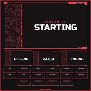 Animated RED Stream Overlays Package for Twitch, Youtube, OBS ...