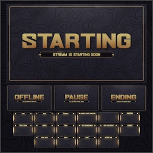 Gray, Gold, Clean Animated Twitch Topographic Style Overlay - Complete ...