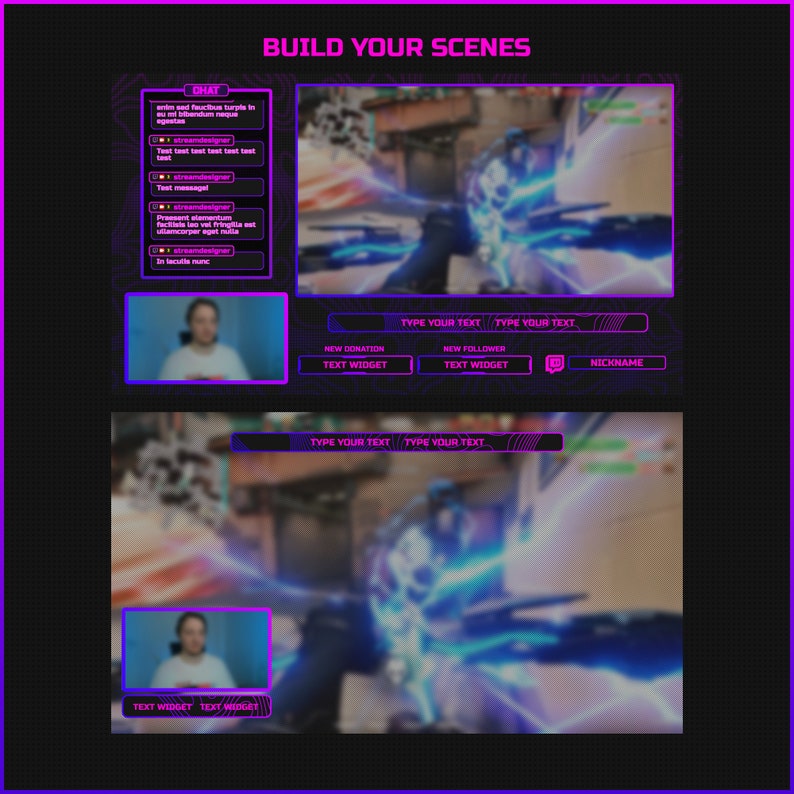 Animated Purple Stream Overlay Package: Twitch, Youtube, OBS ...