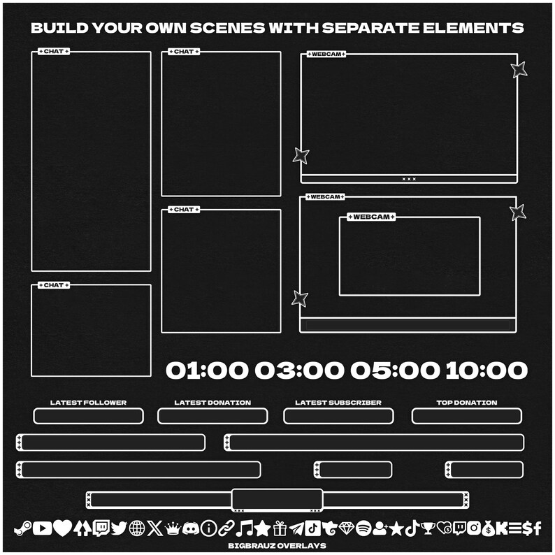 Animated DARK RETRO Stream Overlays Package for Twitch, Youtube, OBS ...