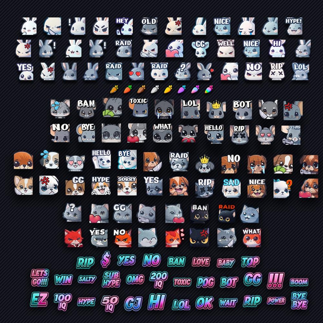 100 + Twitch Emotes Package - Etsy