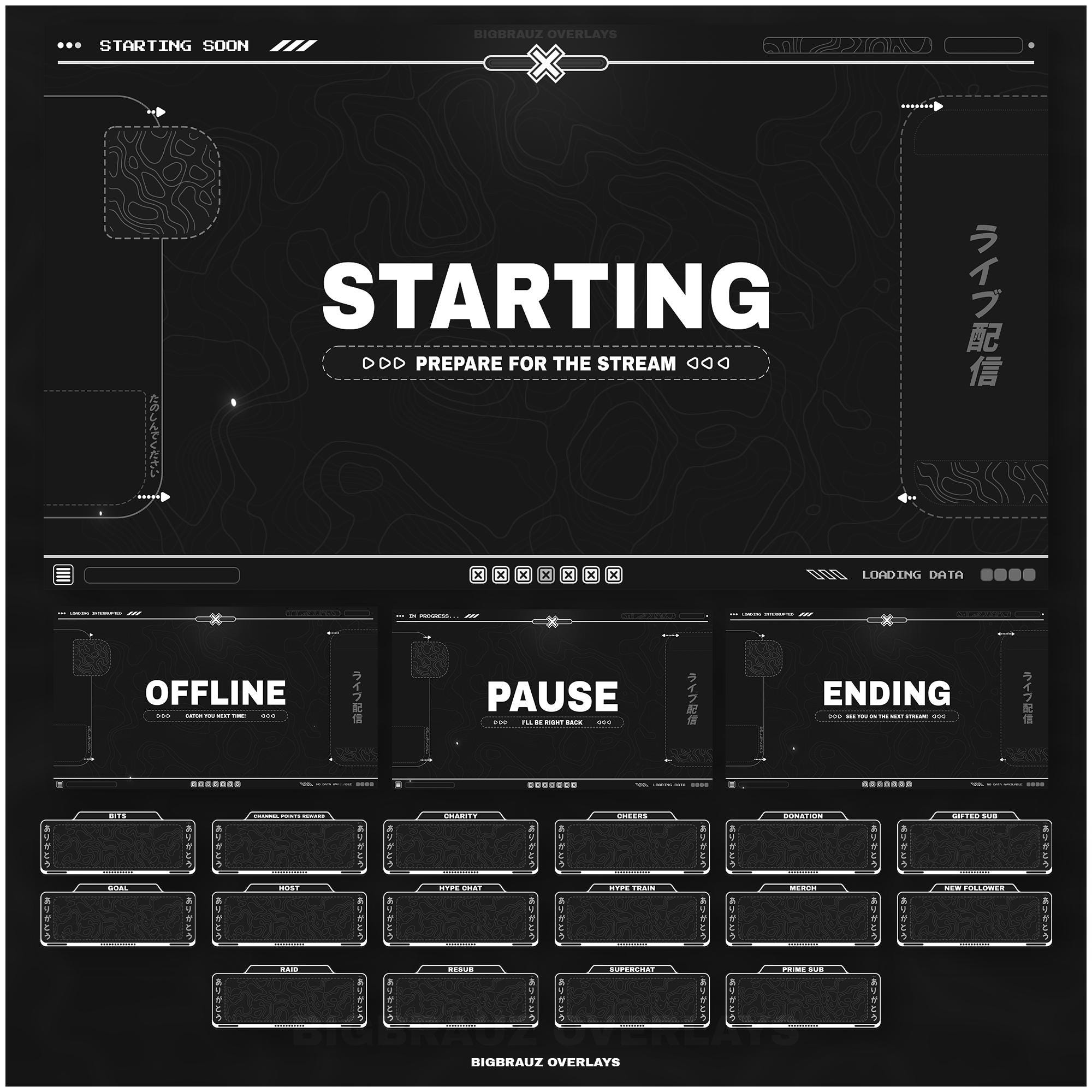 DARK CYBER Stream Overlays Package for Twitch, Youtube, OBS, Streamlabs ...