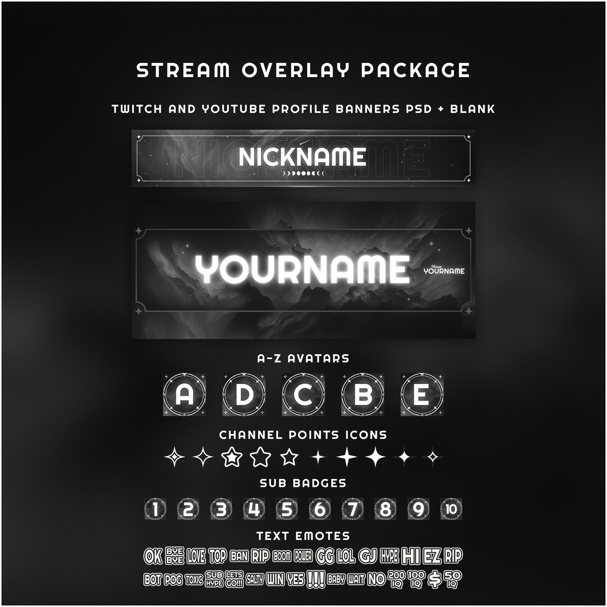 Celestial Stream Overlay Package: Black and White Moon Theme - Etsy