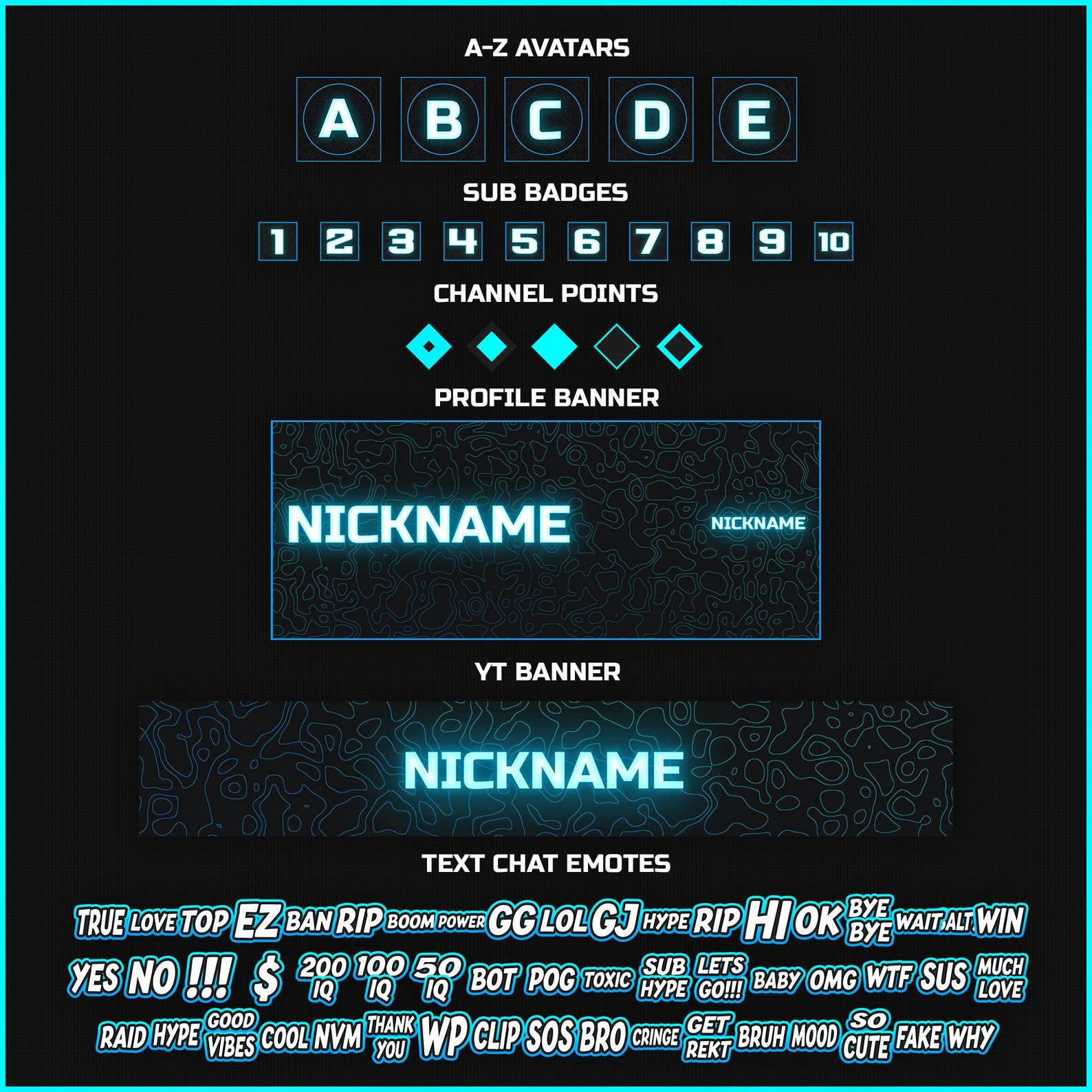 Animated Blue Neon Stream Overlay Package: Topographic Dark Style - Etsy