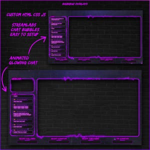 Overlays Stream Animated PURPLE Neon Style Twitch Package - Etsy